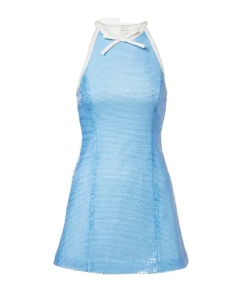 SHUSHU/TONG Halterneck Sequined A-line Mini Dress - Blue