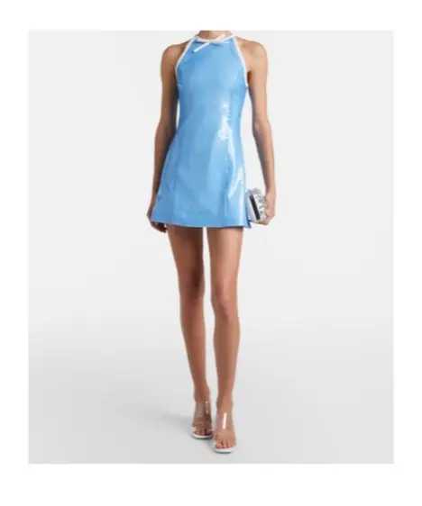 SHUSHU/TONG Halterneck Sequined A-line Mini Dress