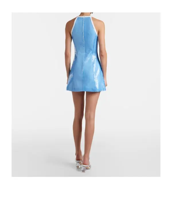 SHUSHU/TONG Halterneck Sequined A-line Mini Dress