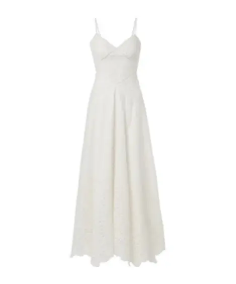 SELF-PORTRAIT Camisole Maxi Dress With Cutwork Embroidery - White