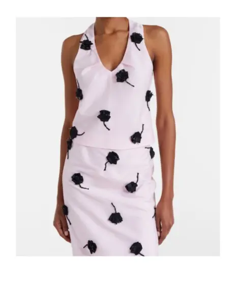 SHUSHU/TONG Halterneck Floral Appliqué Top