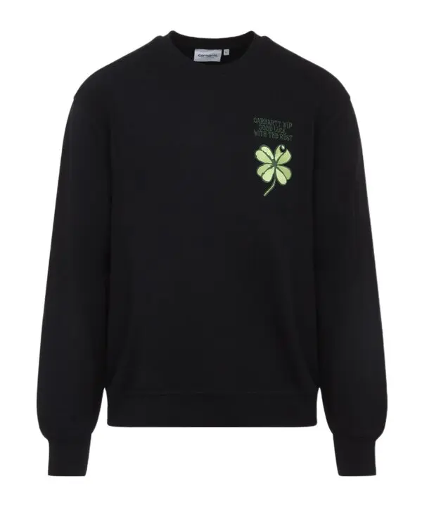 Carhartt Work In Progress Long Sleeve Sweatshirt With Embroidered Clover - Black