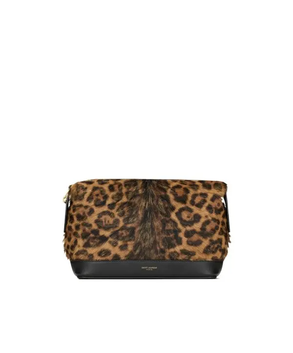 Saint Laurent Pouch In Pony Hair Leather - Brown