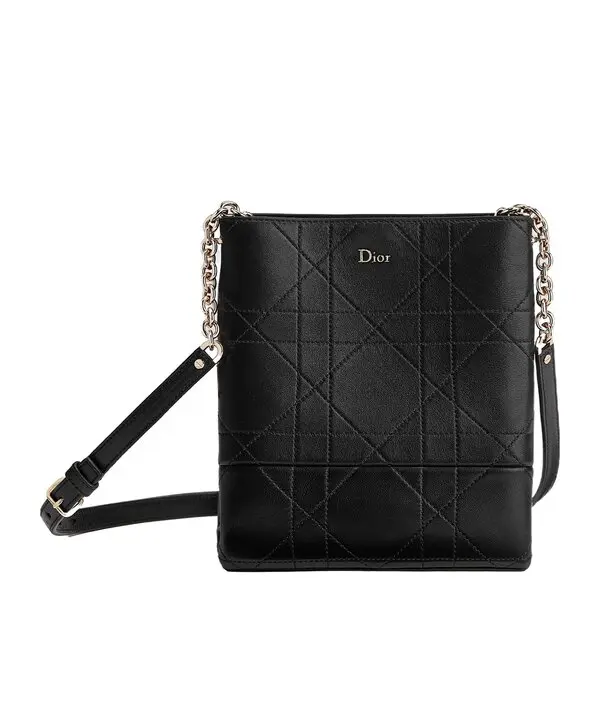 Dior Small Vertical Trianon Bag With Chain - Black