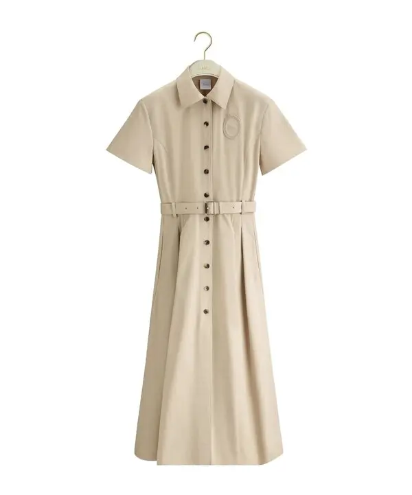 Dior Mid-length Shirtdress With Médaillon Embroidery - Beige