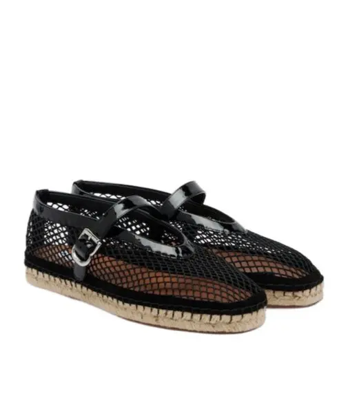 Alaïa Mesh Mary Jane Flats With Jute Sole - Black