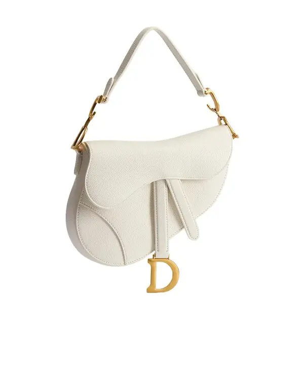 Dior Small Saddle Bag With Strap - White