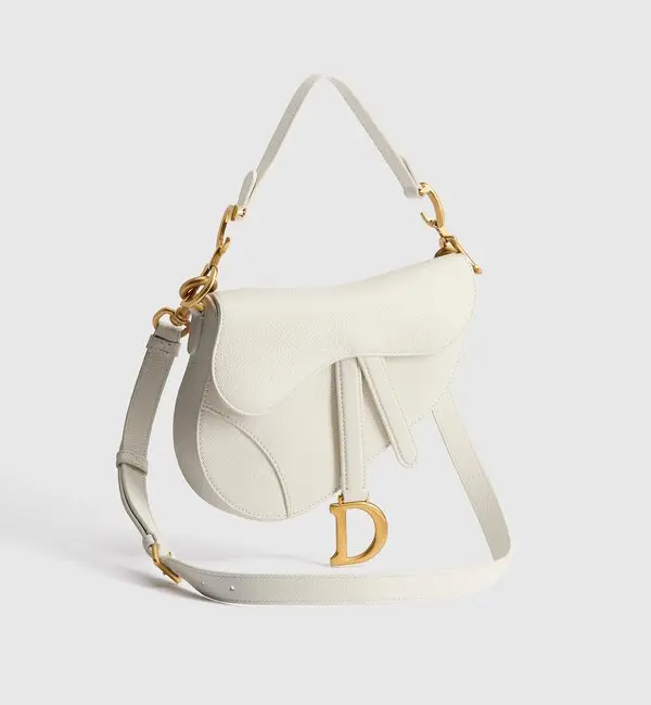 Dior Small Saddle Bag With Strap - White
