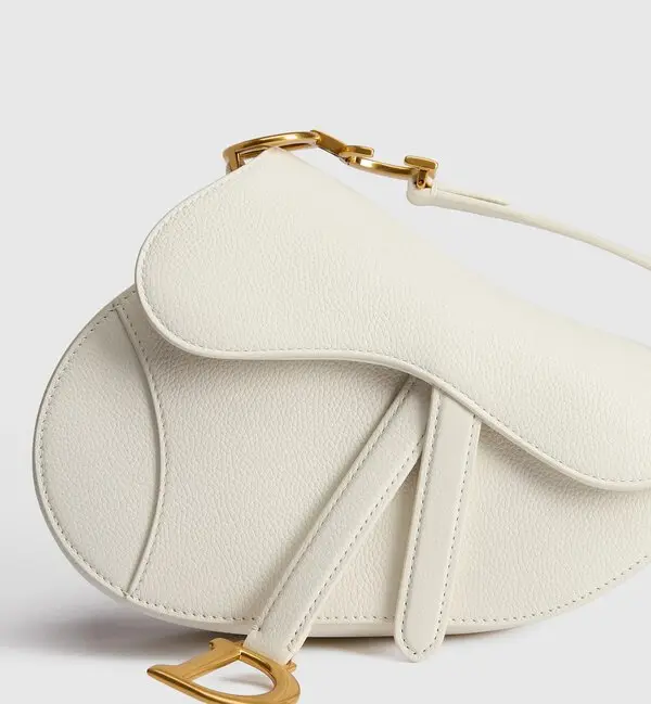 Dior Small Saddle Bag With Strap - White