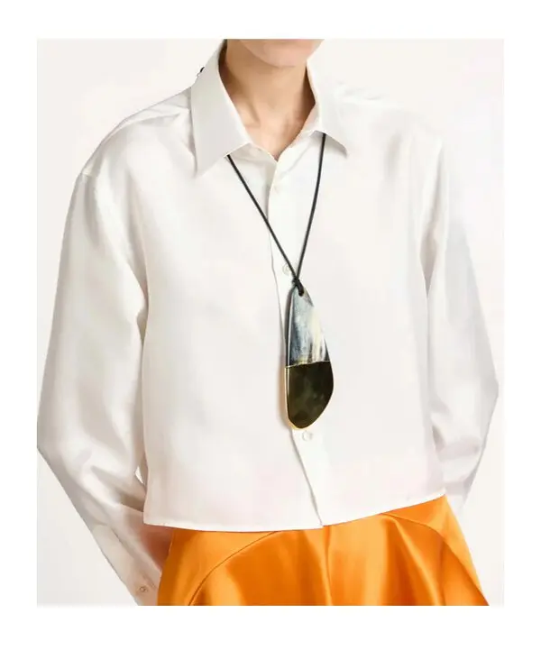 J.W.ANDERSON Cropped Silk Twill Shirt In Off-white