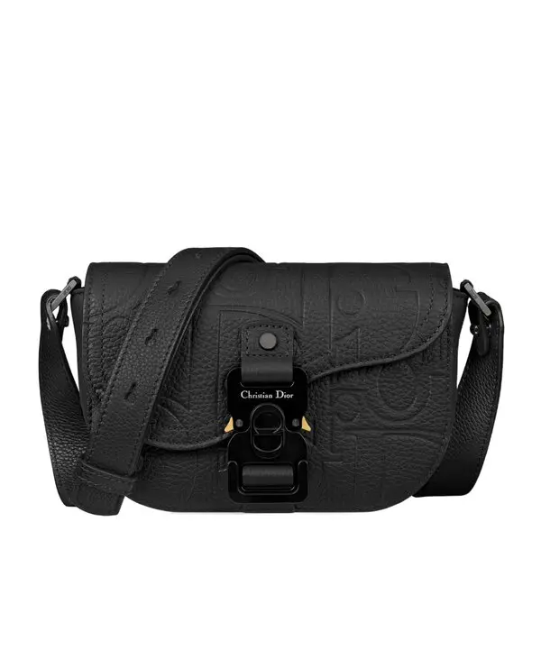 Dior Mini Saddle Messenger Bag With Flap - Black