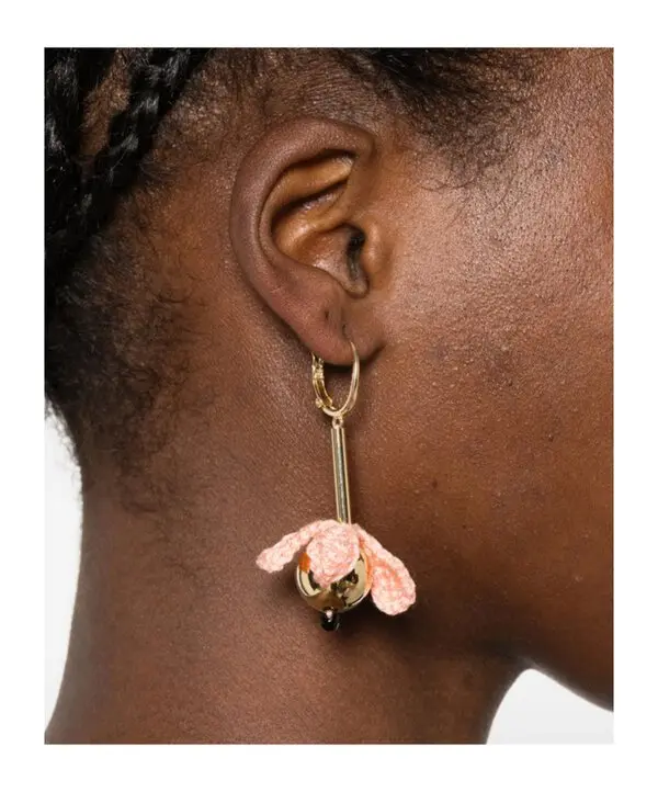 La DoubleJ Crocheted Flower Pendant Earrings