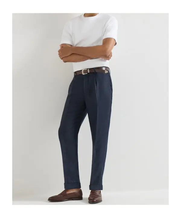 Brunello Cucinelli Garment-dyed Linen Gabardine Trousers - Black
