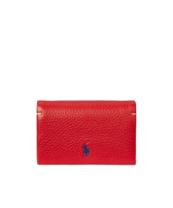 Polo Ralph Lauren Play Leather Snap Card Case - Bright Red