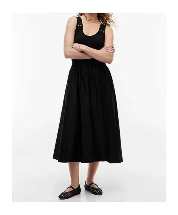 Tommy Hilfiger Ribbed Bodice And Pleated Midi Dress