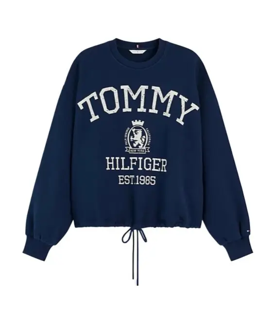 Tommy Hilfiger Crest Logo Print Drawstring Hem Sweatshirt