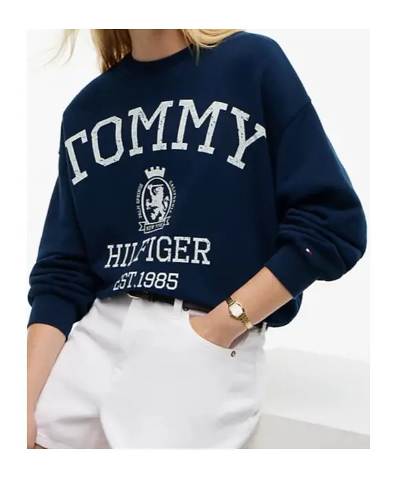 Tommy Hilfiger Crest Logo Print Drawstring Hem Sweatshirt