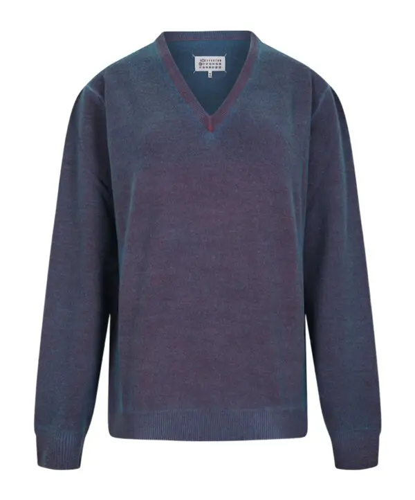 MAISON MARGIELA V-neck Sweater With Ribbed Cuffs And Hem