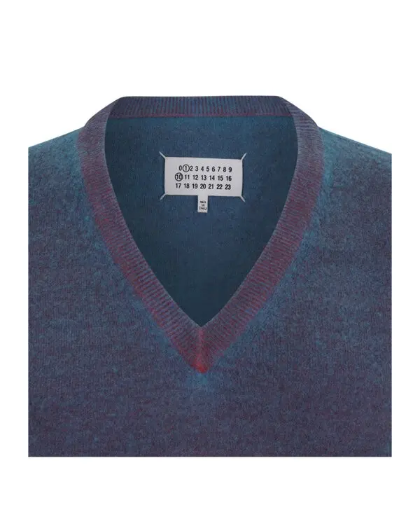 MAISON MARGIELA V-neck Sweater With Ribbed Cuffs And Hem