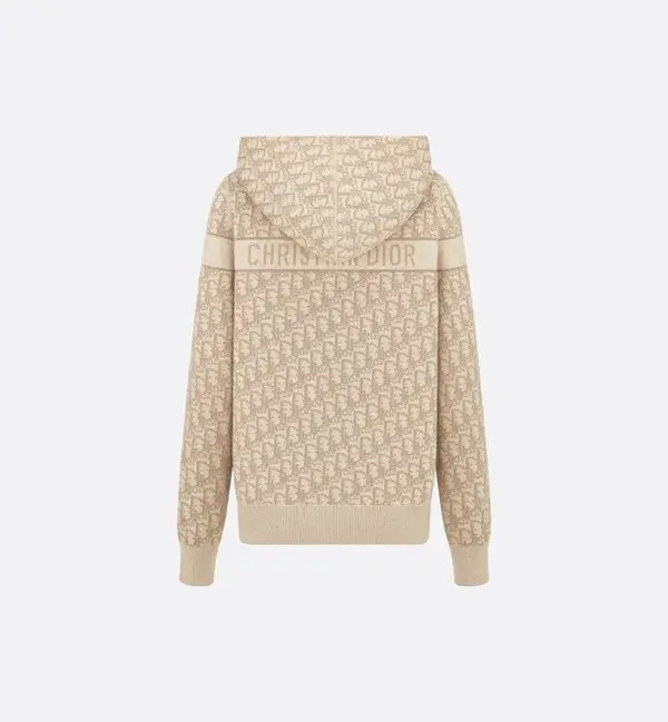 Dior Reversible Zipped Cardigan With Hood - Nude