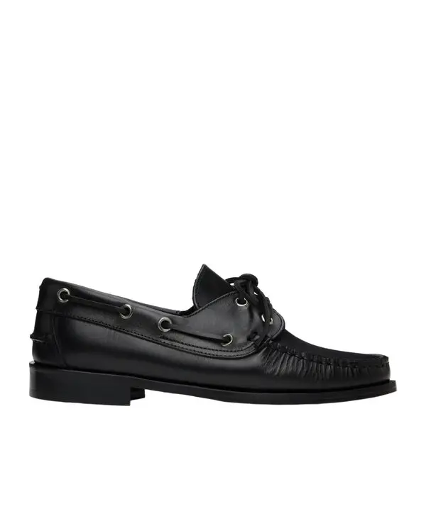 AeydĒ Pleated Lace-up Loafers - Black