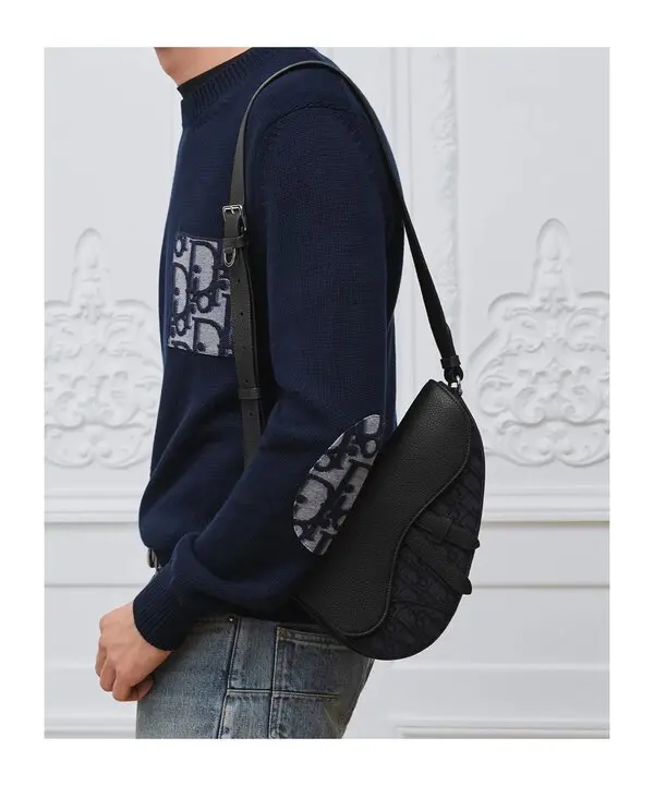 Dior Saddle Bag In Oblique Jacquard And Taurillon Leather