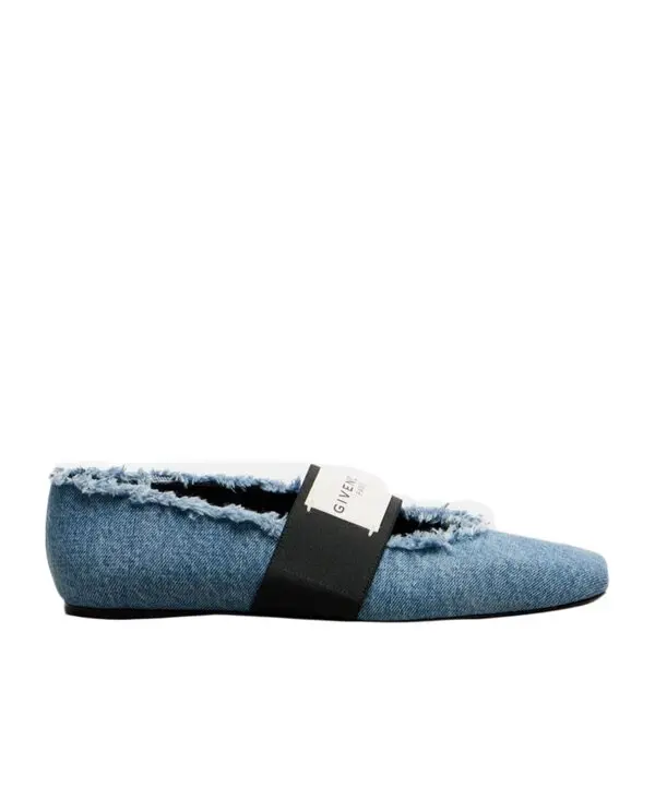 Givenchy Sliced Square Denim Ballet Flats - Blue