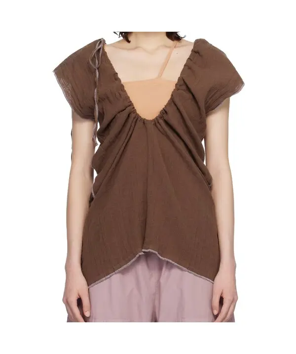 BASERANGE Pleated Top - Brown