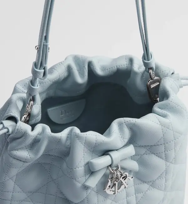 Dior Quilted Leather Bucket Bag - Gray