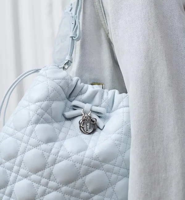 Dior Quilted Leather Bucket Bag - Gray