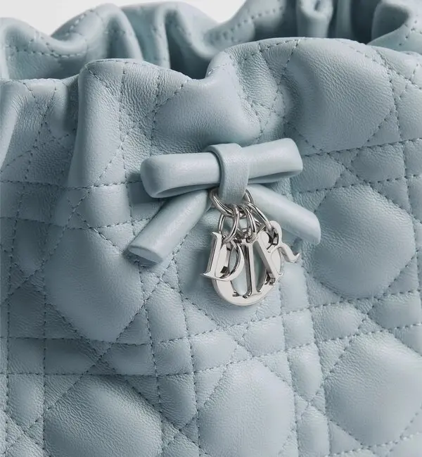 Dior Quilted Leather Bucket Bag - Gray