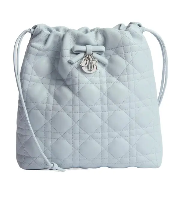 Dior Quilted Leather Bucket Bag - Gray