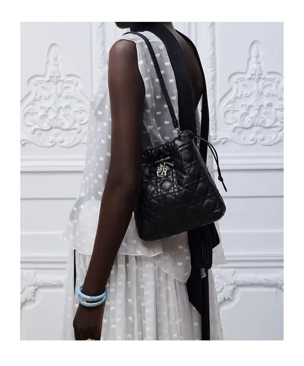 Dior Quilted Lambskin Mini Bucket Bag With D.i.o.r. Charm - Black