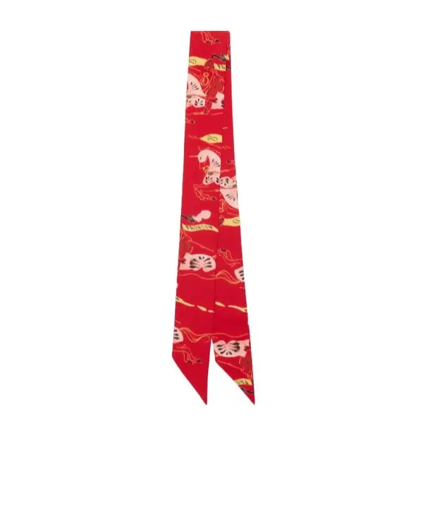 Burberry Skinny Watercolour Ekd Silk Scarf - Crayon Red