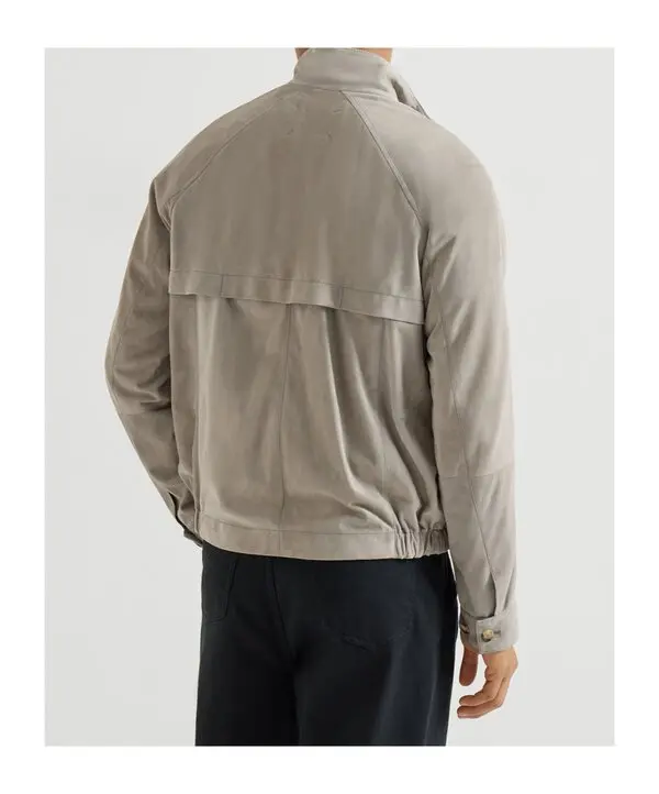Brunello Cucinelli Suede Zip-up Jacket - Nude