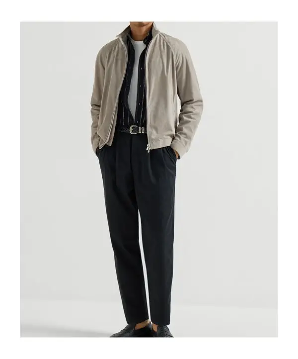 Brunello Cucinelli Suede Zip-up Jacket - Nude
