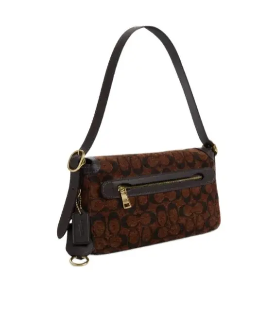 COACH Signature Chenille Flap Shoulder Bag - Truffle