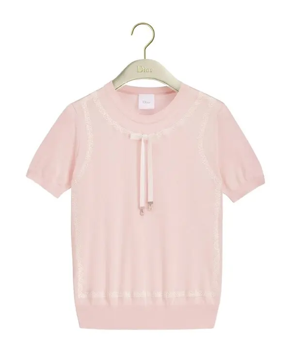 Dior Short-sleeved Sweater With Bow Detail - Pink