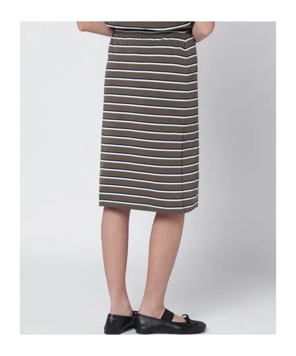 ROTATE BY BIRGER CHRISTENSEN Striped Jersey Midi Skirt - Brown