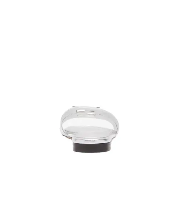 Fendi Ff Logo Plaque Metallic Nappa Leather Sandals - Silver