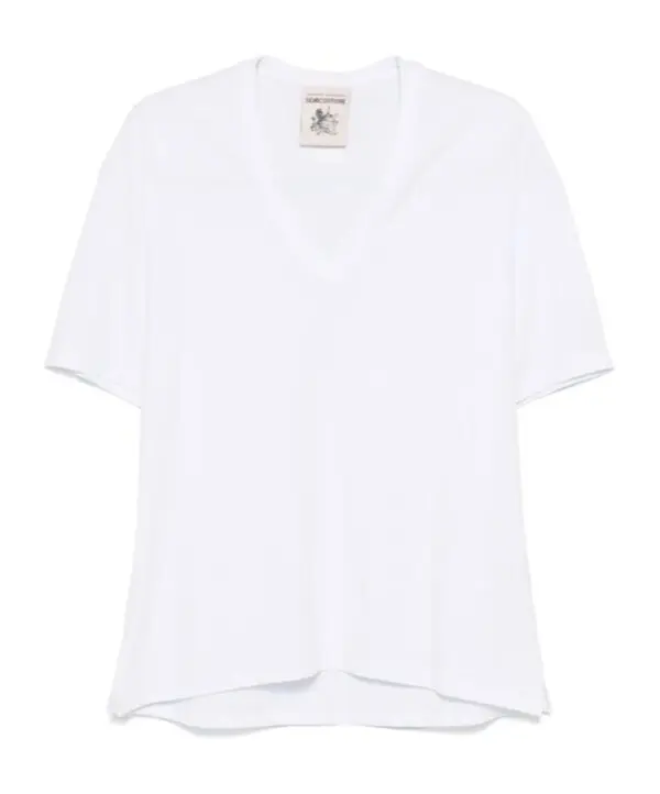 SEMICOUTURE V-neck Short-sleeved T-shirt - White