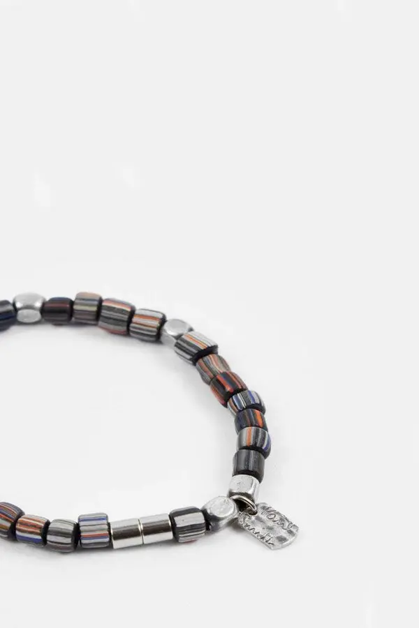 Paul Smith Striped Bead Bracelet With Vintage Silver Hardware