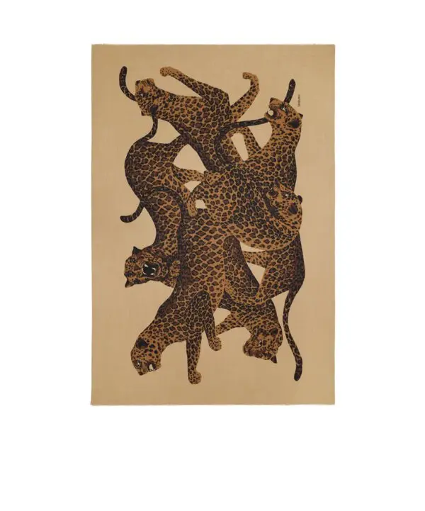 Saint Laurent Leopard Patterned Stole - Shells And Multicolour