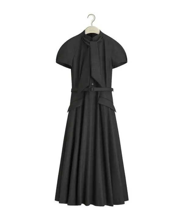Dior Mid-length Dress With Ascot-effect Tied Collar - Black