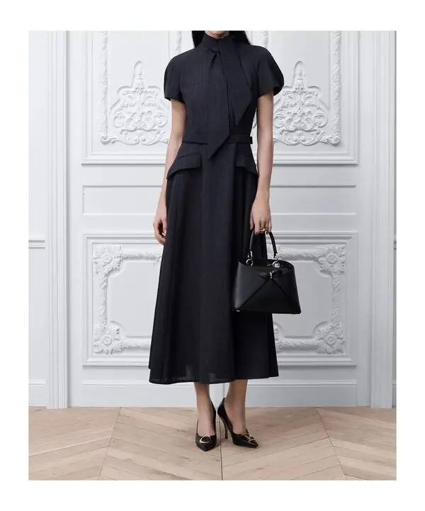 Dior Mid-length Dress With Ascot-effect Tied Collar