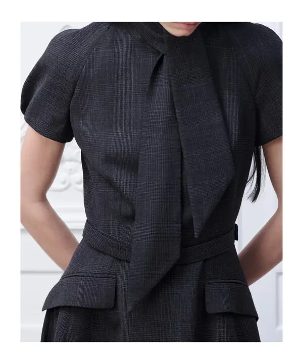 Dior Mid-length Dress With Ascot-effect Tied Collar