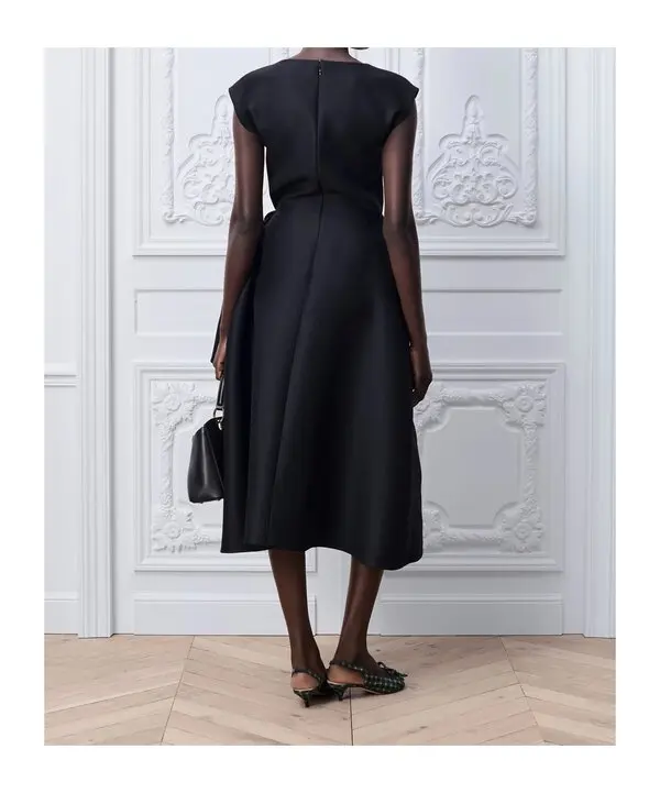 Dior Midi-length Draped Dress With Asymmetrical Bow