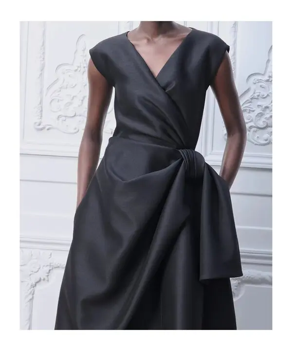 Dior Midi-length Draped Dress With Asymmetrical Bow