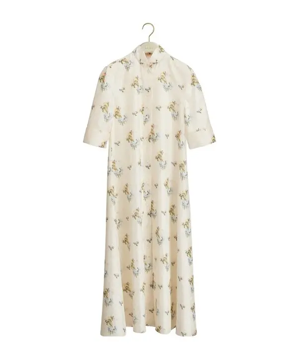 Dior Mid-length Shirtdress With Floral Motif - White