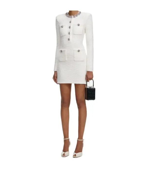 SELF-PORTRAIT Embellished Knit Mini Dress